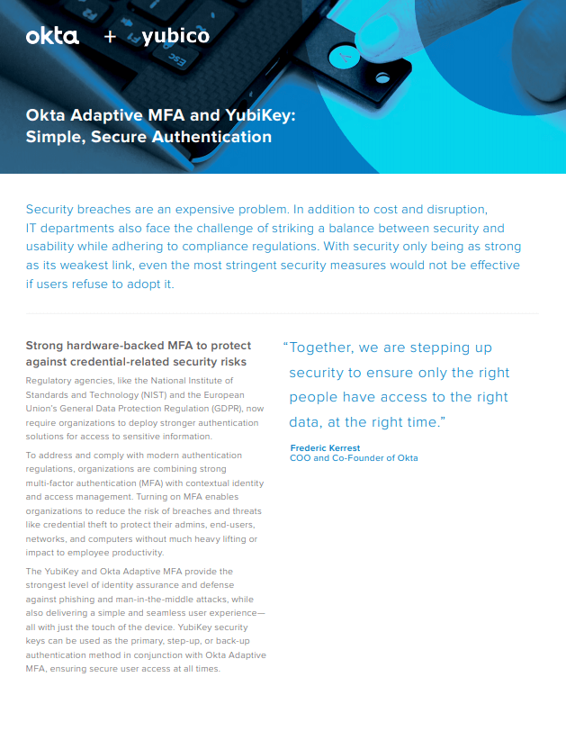 Okta Adaptive MFA and YubiKey: Simple, Secure Authentication | Okta