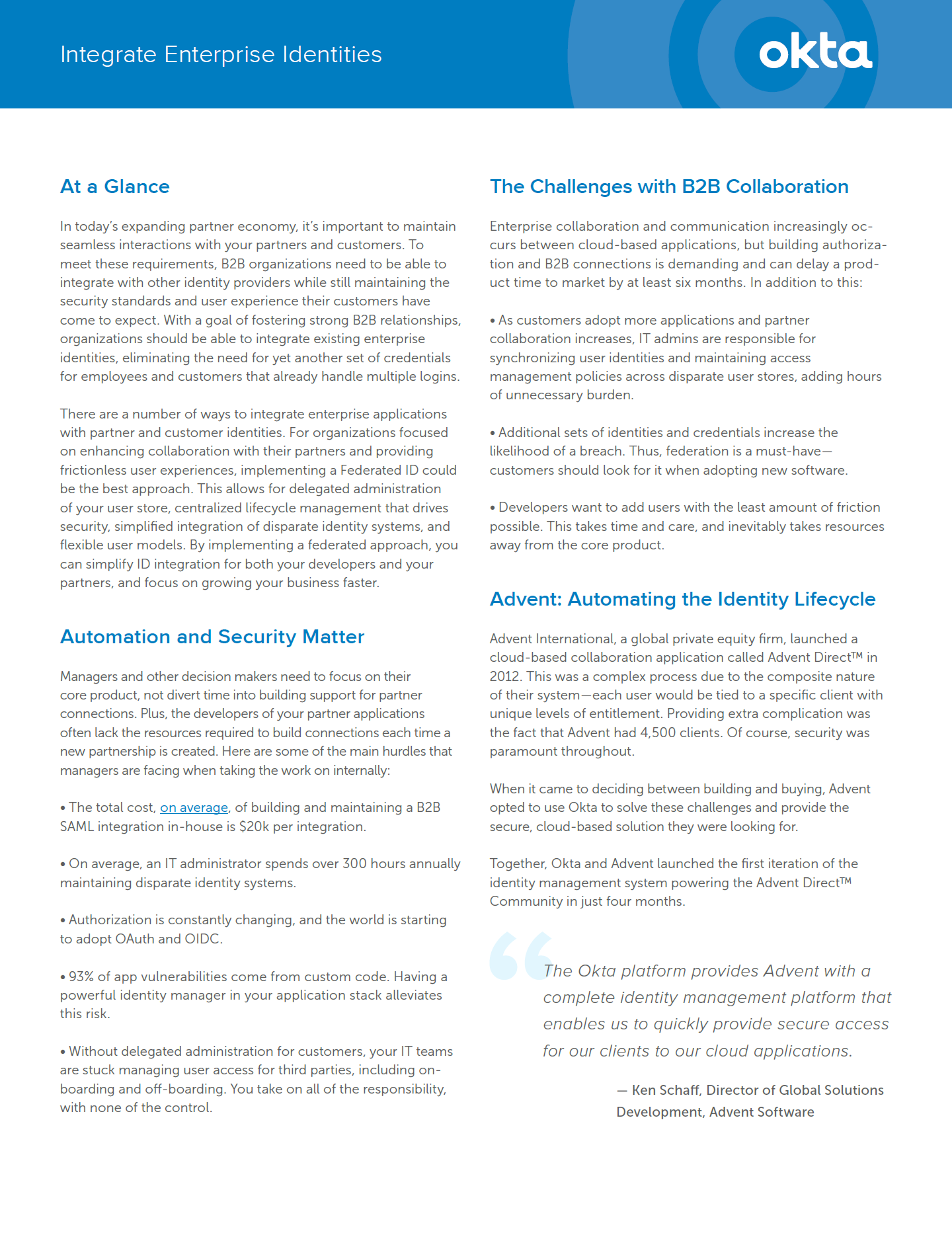 Integrate Enterprise Identities Datasheet | Okta Integrate Enterprise Identities Datasheet | Okta