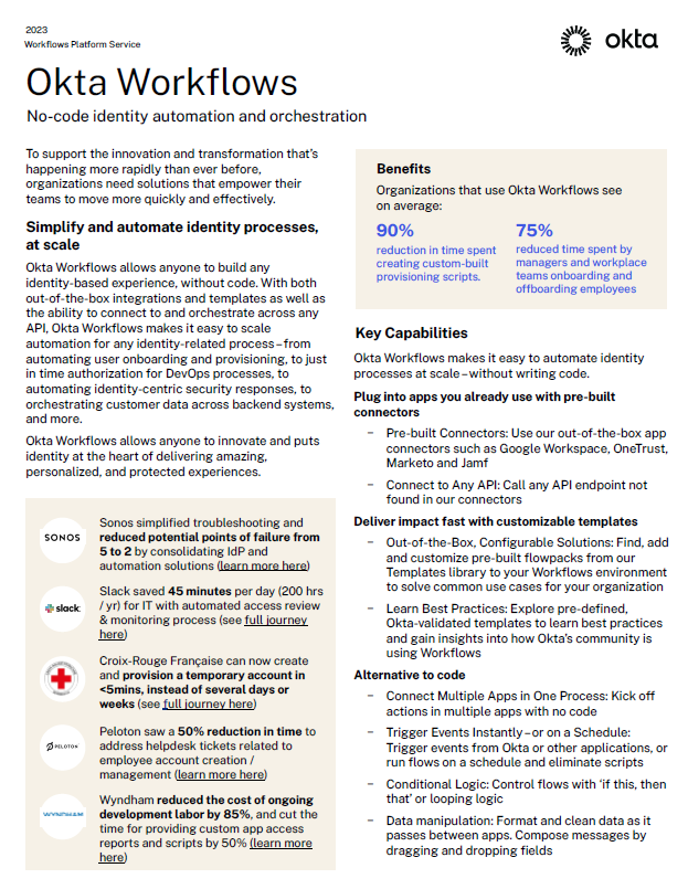 Okta Workflows Platform Service | Okta