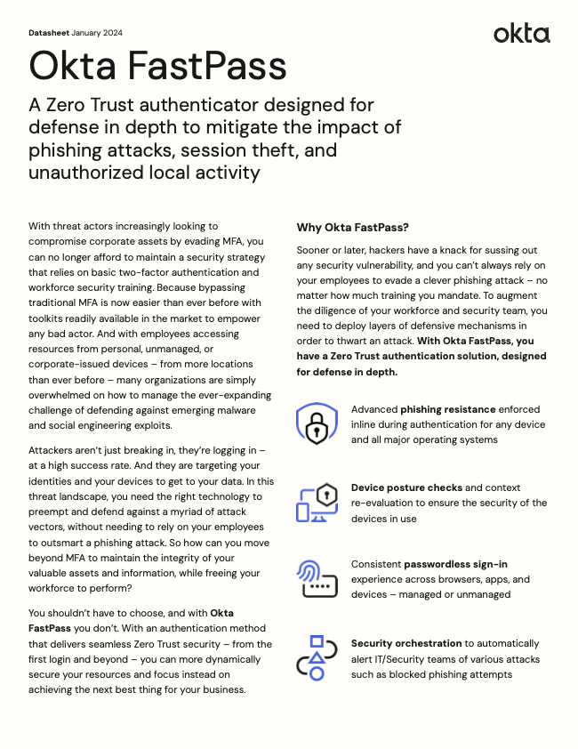 Okta FastPass Datasheet | Okta
